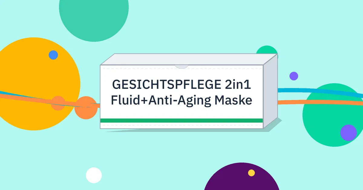 Symbolbild: Packung mit der Aufschrift GESICHTSPFLEGE 2in1 Fluid+Anti-Aging Maske (PZN 18237079) – Verfügbarkeit und Bezug in Apotheken in Frankfurt am Main