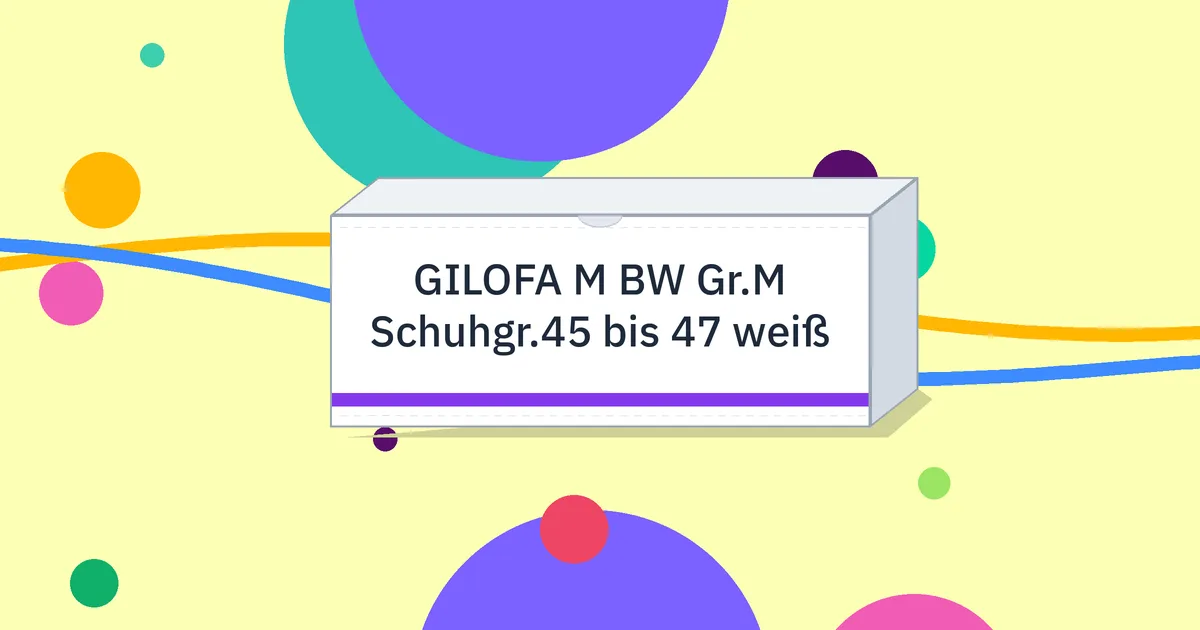 Symbolbild: Packung mit der Aufschrift GILOFA M BW Gr.M Schuhgr.45 bis 47 weiß (PZN 16724711) – Verfügbarkeit und Bezug in Apotheken in Frankfurt am Main