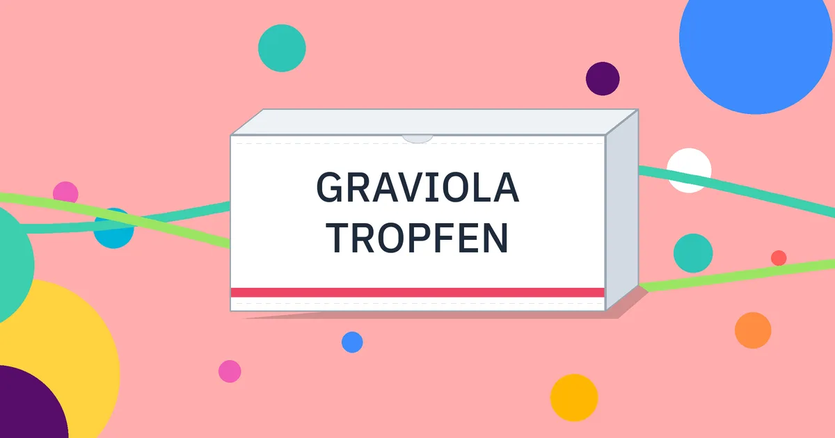 Symbolbild: Packung mit der Aufschrift GRAVIOLA TROPFEN (PZN 14127000) – Verfügbarkeit und Bezug in Apotheken in Frankfurt am Main