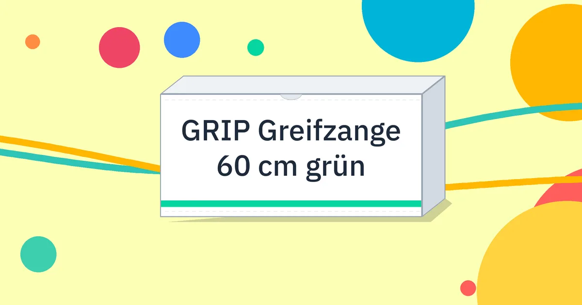 Symbolbild: Packung mit der Aufschrift GRIP Greifzange 60 cm grün (PZN 07744956) – Verfügbarkeit und Bezug in Apotheken in Frankfurt am Main