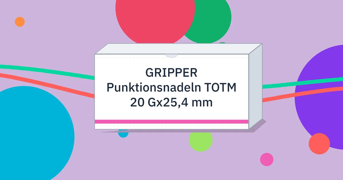 Symbolbild: Packung mit der Aufschrift GRIPPER Punktionsnadeln TOTM 20 Gx25,4 mm (PZN 04481019) – Verfügbarkeit und Bezug in Apotheken in Frankfurt am Main