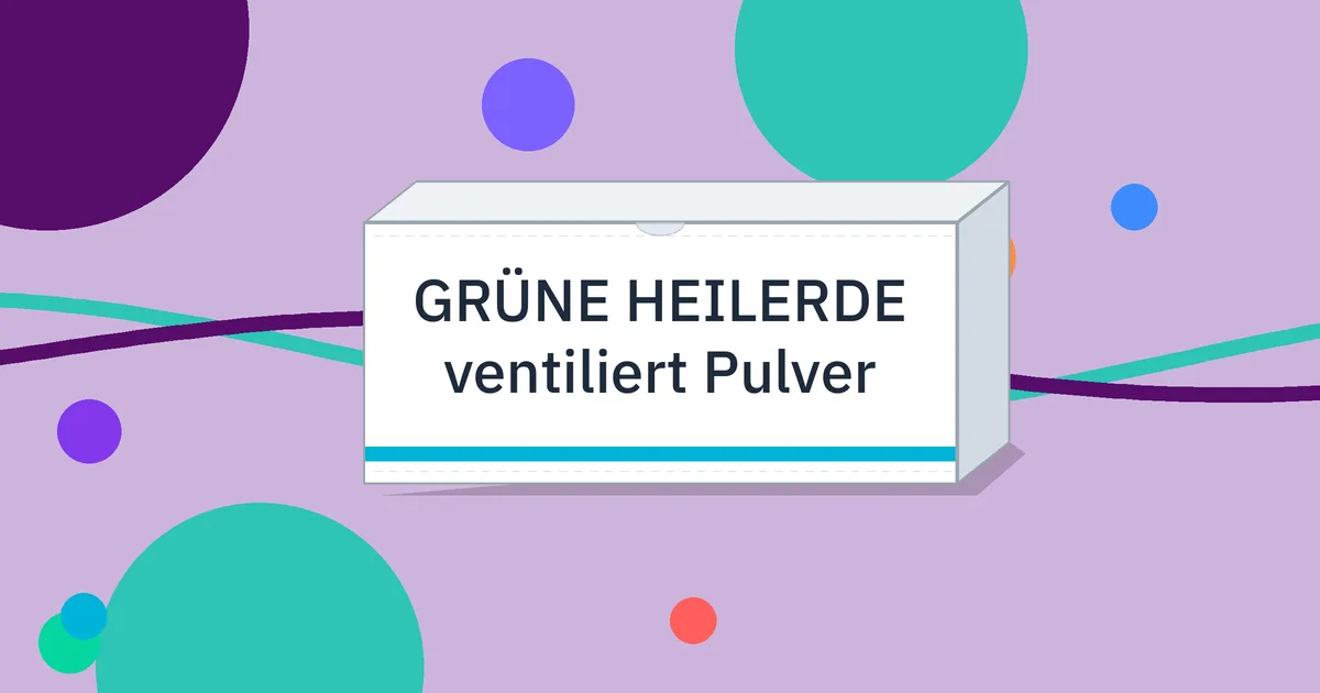Symbolbild: Packung mit der Aufschrift GRÜNE HEILERDE ventiliert Pulver (PZN 04170383) – Verfügbarkeit und Bezug in Apotheken in Frankfurt am Main