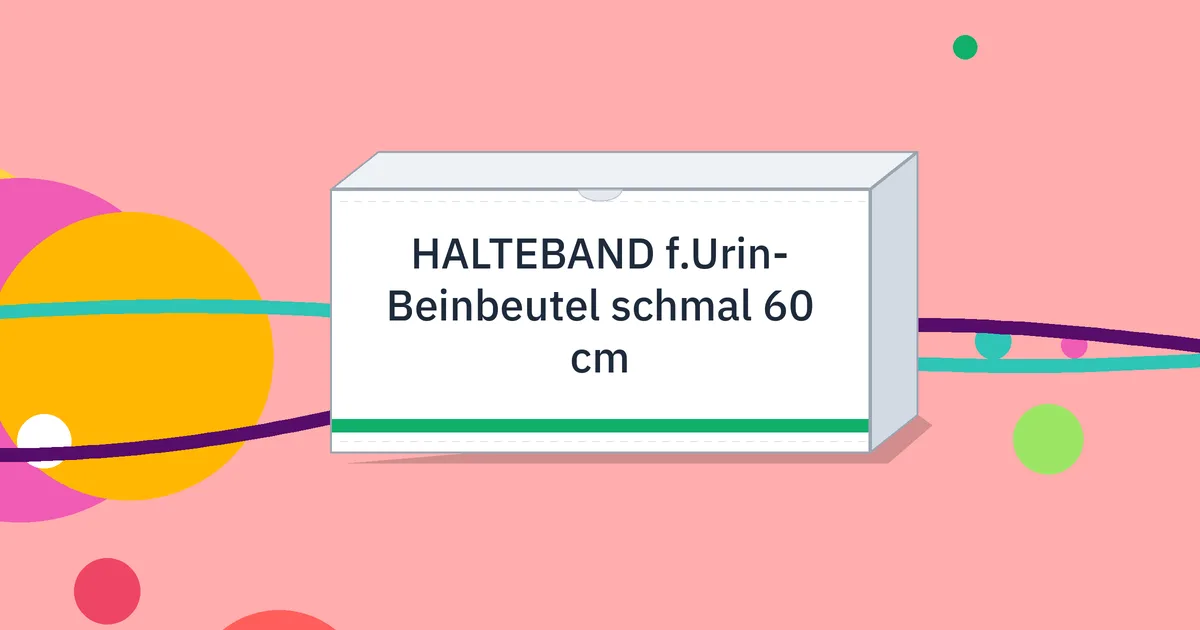 Symbolbild: Packung mit der Aufschrift HALTEBAND f.Urin-Beinbeutel schmal 60 cm (PZN 16330188) – Verfügbarkeit und Bezug in Apotheken in Frankfurt am Main