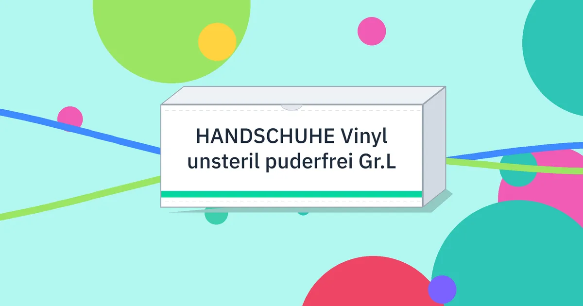 Symbolbild: Packung mit der Aufschrift HANDSCHUHE Vinyl unsteril puderfrei Gr.L (PZN 01269750) – Verfügbarkeit und Bezug in Apotheken in Frankfurt am Main