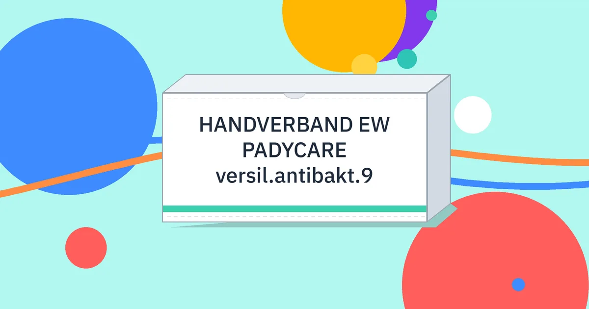 Symbolbild: Packung mit der Aufschrift HANDVERBAND EW PADYCARE versil.antibakt.9 (PZN 10939497) – Verfügbarkeit und Bezug in Apotheken in Frankfurt am Main