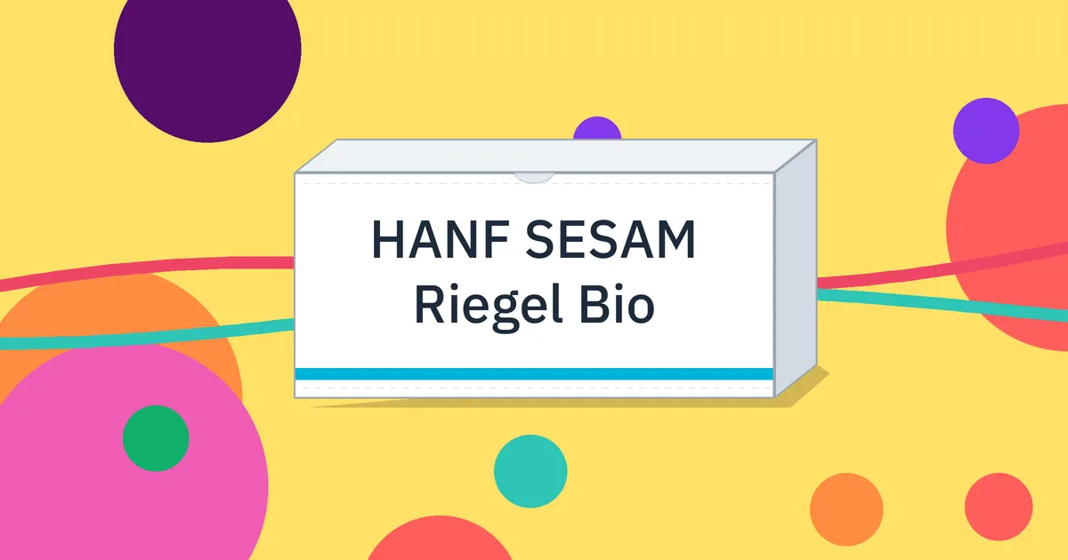 Symbolbild: Packung mit der Aufschrift HANF SESAM Riegel Bio (PZN 11636617) – Verfügbarkeit und Bezug in Apotheken in Frankfurt am Main