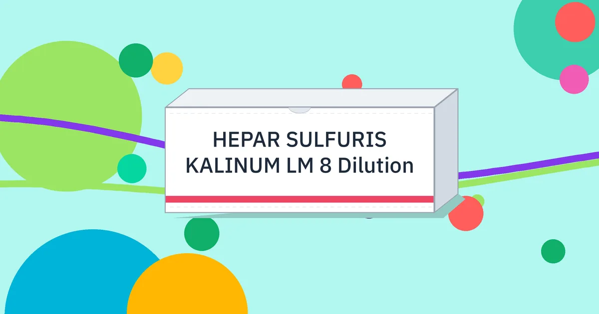 Symbolbild: Packung mit der Aufschrift HEPAR SULFURIS KALINUM LM 8 Dilution (PZN 12887824) – Verfügbarkeit und Bezug in Apotheken in Frankfurt am Main