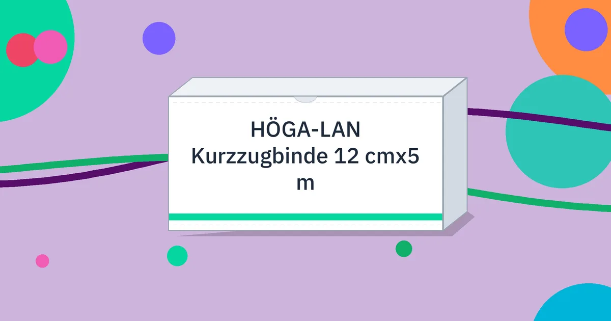 Symbolbild: Packung mit der Aufschrift HÖGA-LAN Kurzzugbinde 12 cmx5 m (PZN 07688749) – Verfügbarkeit und Bezug in Apotheken in Frankfurt am Main