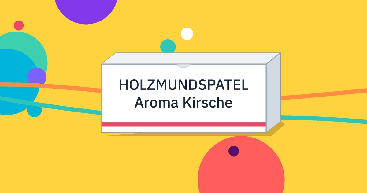Symbolbild: Packung mit der Aufschrift HOLZMUNDSPATEL Aroma Kirsche (PZN 11684361) – Verfügbarkeit und Bezug in Apotheken in Frankfurt am Main