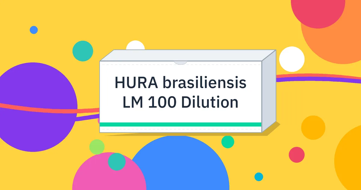 Symbolbild: Packung mit der Aufschrift HURA brasiliensis LM 100 Dilution (PZN 12889993) – Verfügbarkeit und Bezug in Apotheken in Frankfurt am Main