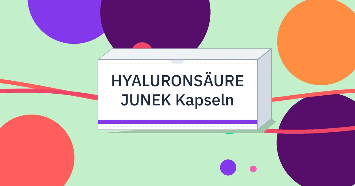 Symbolbild: Packung mit der Aufschrift HYALURONSÄURE JUNEK Kapseln (PZN 09324997) – Verfügbarkeit und Bezug in Apotheken in Frankfurt am Main