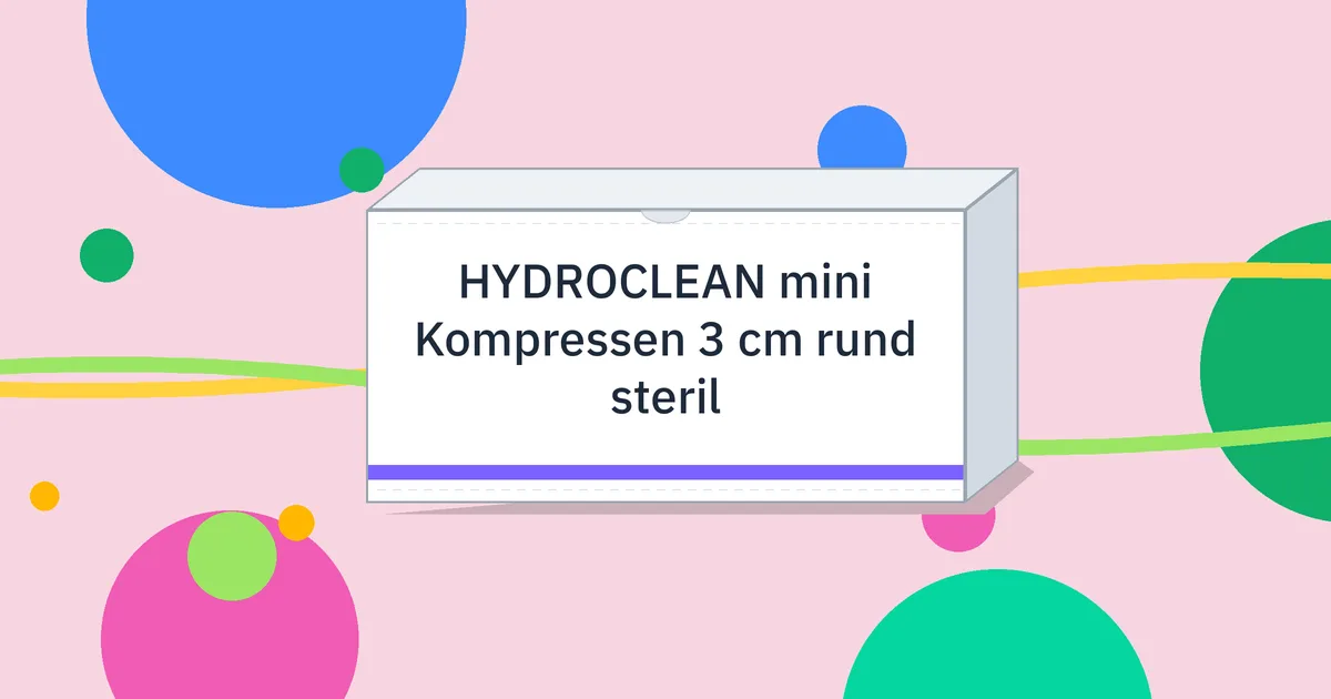 Symbolbild: Packung mit der Aufschrift HYDROCLEAN mini Kompressen 3 cm rund steril (PZN 17452019) – Verfügbarkeit und Bezug in Apotheken in Frankfurt am Main
