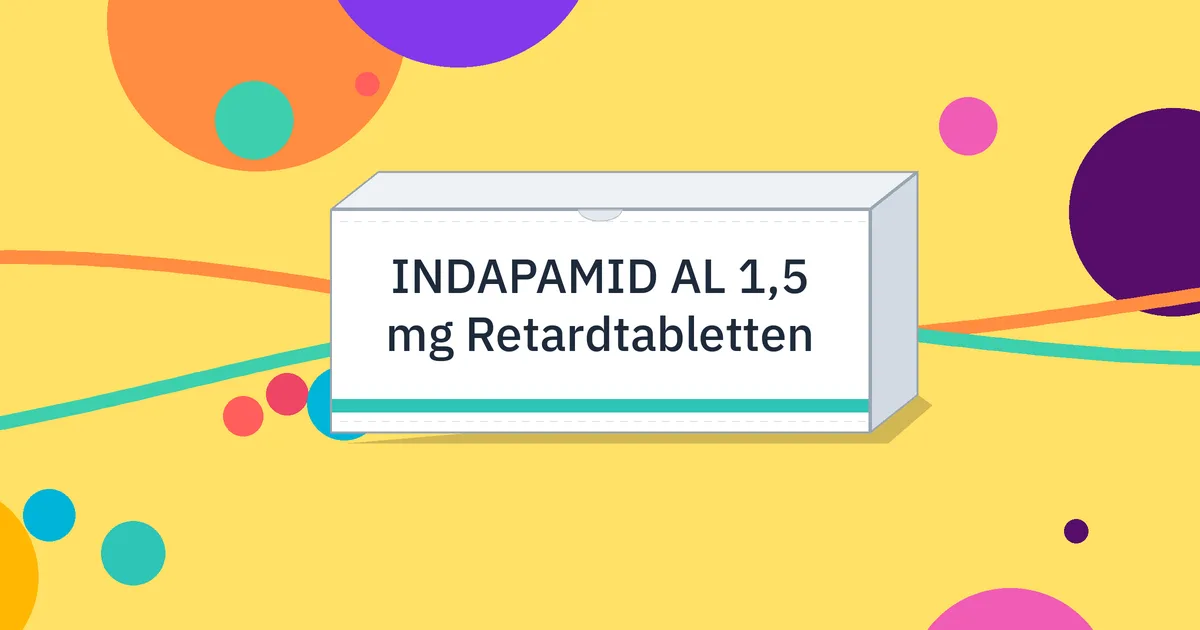 Symbolbild: Packung mit der Aufschrift INDAPAMID AL 1,5 mg Retardtabletten (PZN 04307126) – Verfügbarkeit und Bezug in Apotheken in Frankfurt am Main