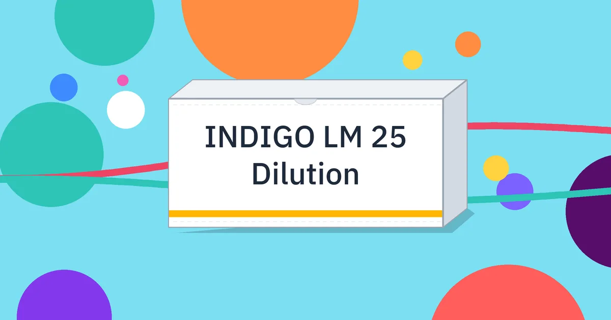 Symbolbild: Packung mit der Aufschrift INDIGO LM 25 Dilution (PZN 13559683) – Verfügbarkeit und Bezug in Apotheken in Frankfurt am Main