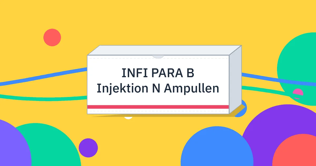 Symbolbild: Packung mit der Aufschrift INFI PARA B Injektion N Ampullen (PZN 00049093) – Verfügbarkeit und Bezug in Apotheken in Frankfurt am Main