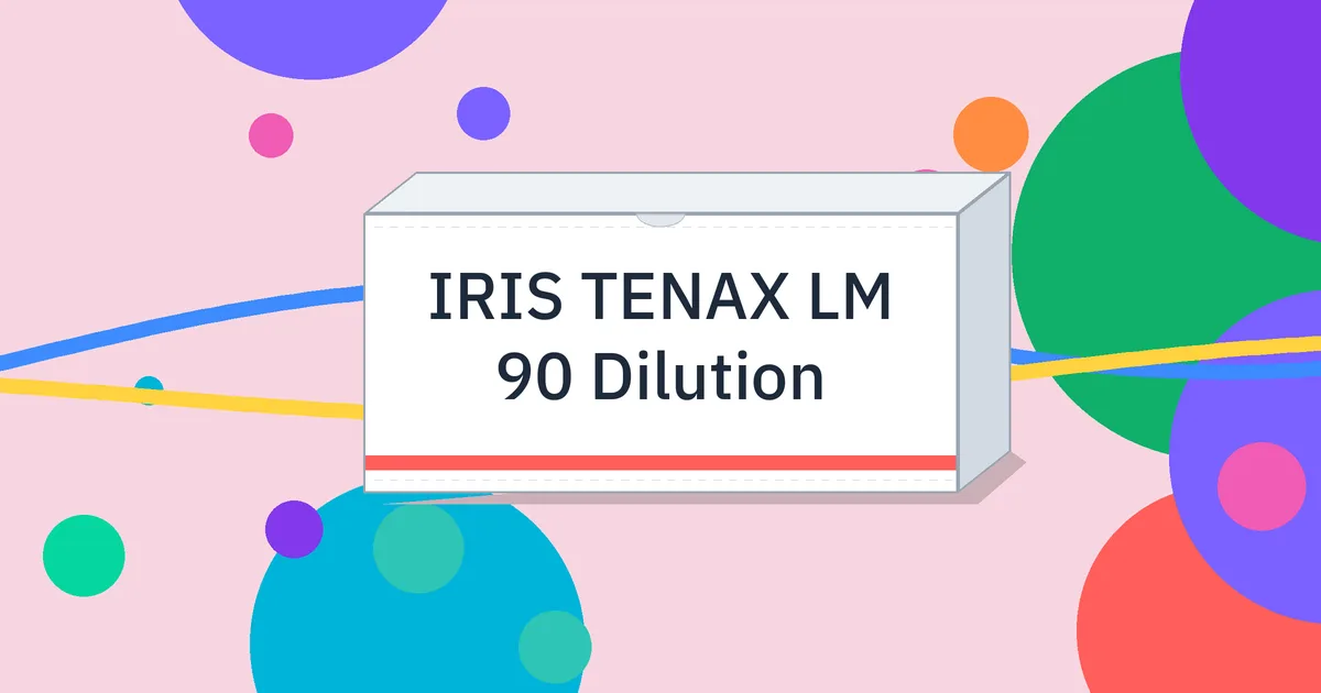 Symbolbild: Packung mit der Aufschrift IRIS TENAX LM 90 Dilution (PZN 12914633) – Verfügbarkeit und Bezug in Apotheken in Frankfurt am Main