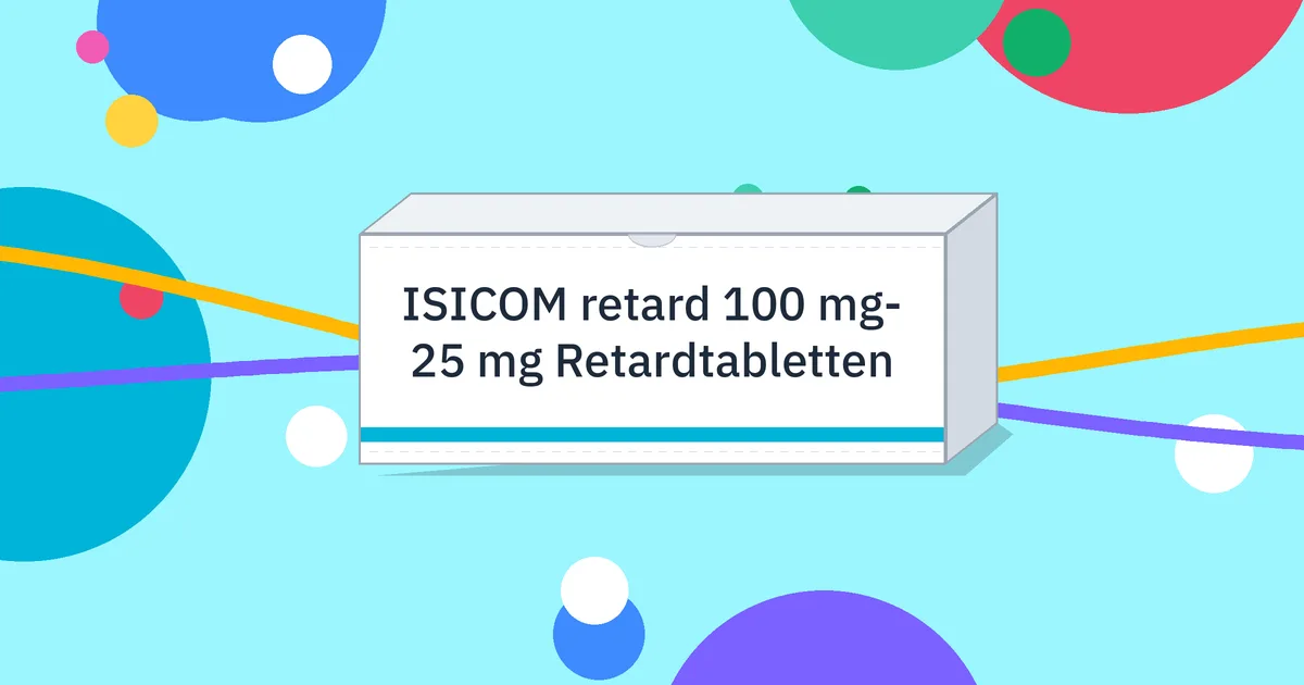 Symbolbild: Packung mit der Aufschrift ISICOM retard 100 mg-25 mg Retardtabletten (PZN 09614198) – Verfügbarkeit und Bezug in Apotheken in Frankfurt am Main