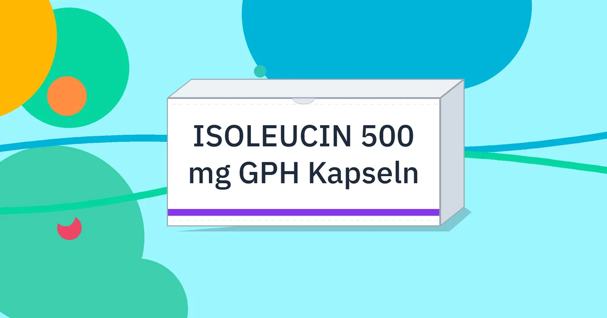 Symbolbild: Packung mit der Aufschrift ISOLEUCIN 500 mg GPH Kapseln (PZN 00128208) – Verfügbarkeit und Bezug in Apotheken in Frankfurt am Main