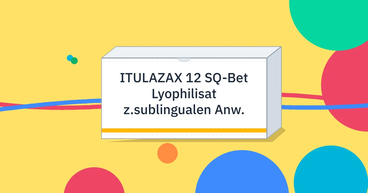 Symbolbild: Packung mit der Aufschrift ITULAZAX 12 SQ-Bet Lyophilisat z.sublingualen Anw. (PZN 18821720) – Verfügbarkeit und Bezug in Apotheken in Frankfurt am Main
