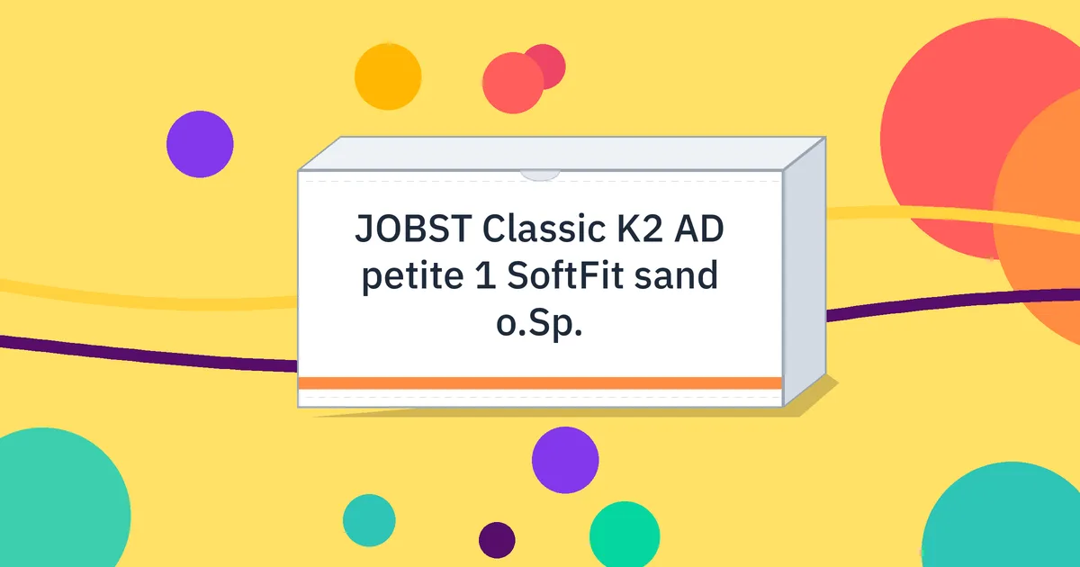 Symbolbild: Packung mit der Aufschrift JOBST Classic K2 AD petite 1 SoftFit sand o.Sp. (PZN 14222543) – Verfügbarkeit und Bezug in Apotheken in Frankfurt am Main