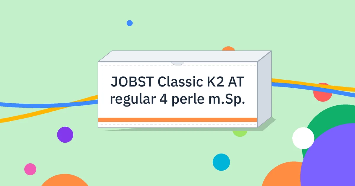 Symbolbild: Packung mit der Aufschrift JOBST Classic K2 AT regular 4 perle m.Sp. (PZN 10728955) – Verfügbarkeit und Bezug in Apotheken in Frankfurt am Main