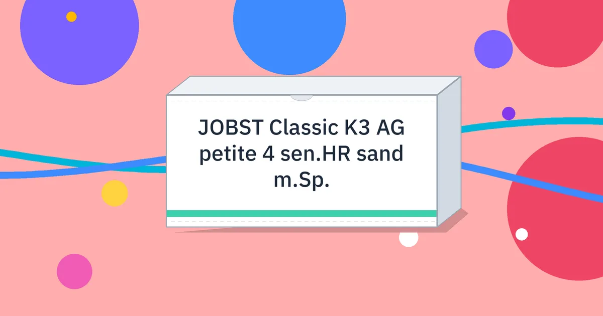 Symbolbild: Packung mit der Aufschrift JOBST Classic K3 AG petite 4 sen.HR sand m.Sp. (PZN 17956435) – Verfügbarkeit und Bezug in Apotheken in Frankfurt am Main
