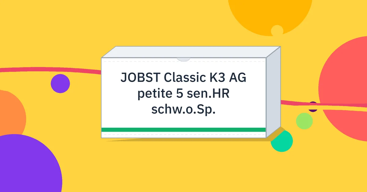 Symbolbild: Packung mit der Aufschrift JOBST Classic K3 AG petite 5 sen.HR schw.o.Sp. (PZN 17956211) – Verfügbarkeit und Bezug in Apotheken in Frankfurt am Main