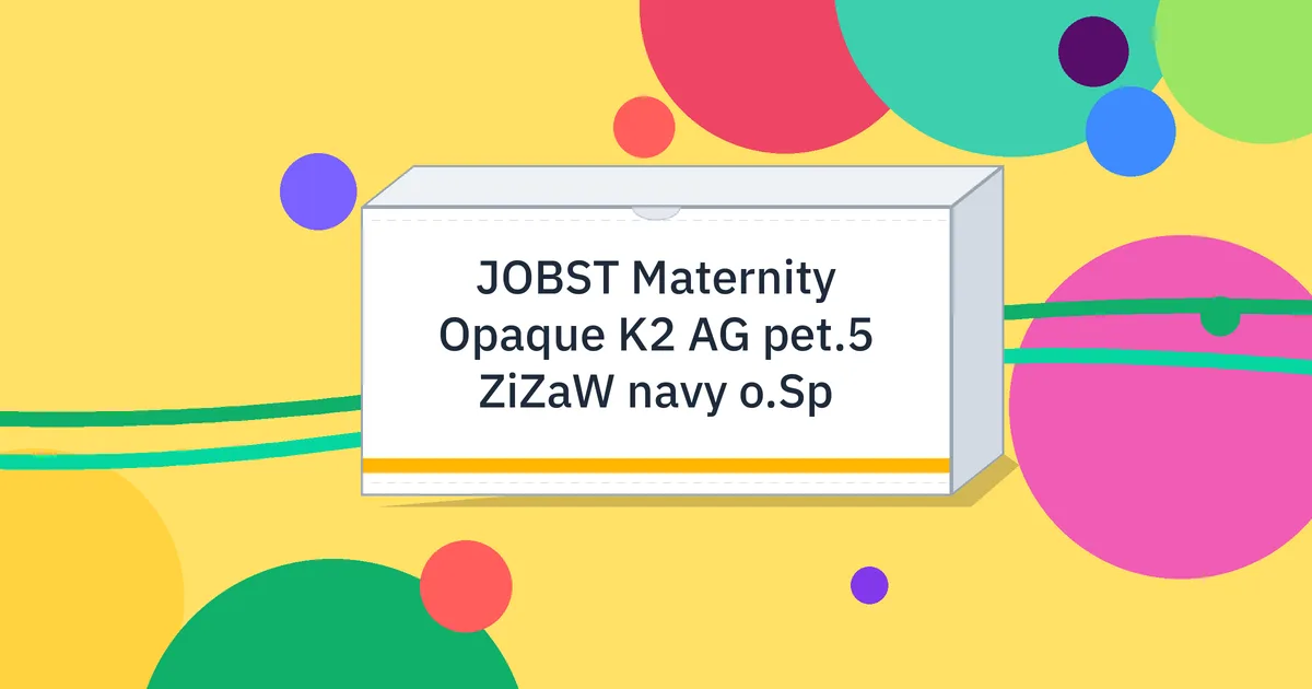 Symbolbild: Packung mit der Aufschrift JOBST Maternity Opaque K2 AG pet.5 ZiZaW navy o.Sp (PZN 15860932) – Verfügbarkeit und Bezug in Apotheken in Frankfurt am Main