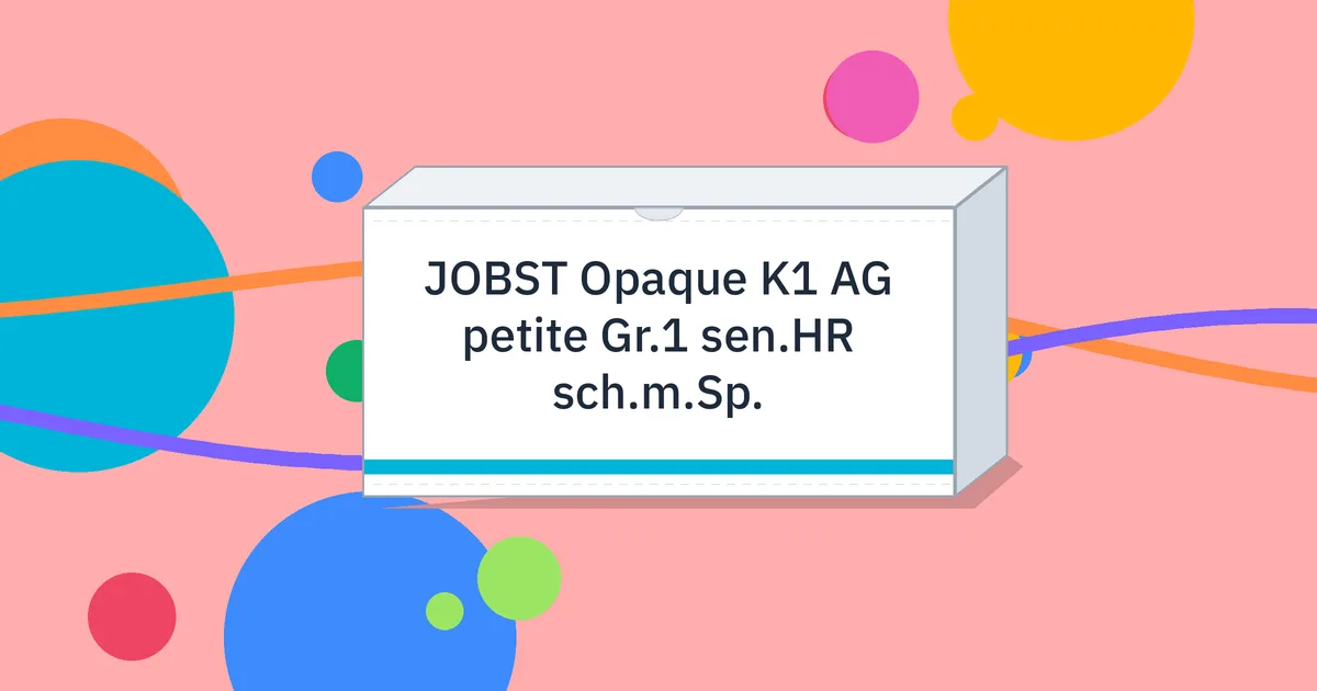 Symbolbild: Packung mit der Aufschrift JOBST Opaque K1 AG petite Gr.1 sen.HR sch.m.Sp. (PZN 13085788) – Verfügbarkeit und Bezug in Apotheken in Frankfurt am Main