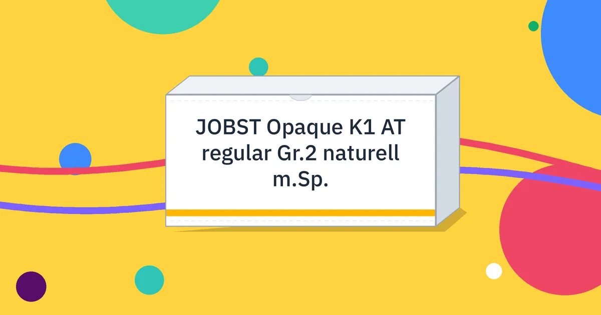 Symbolbild: Packung mit der Aufschrift JOBST Opaque K1 AT regular Gr.2 naturell m.Sp. (PZN 13107030) – Verfügbarkeit und Bezug in Apotheken in Frankfurt am Main