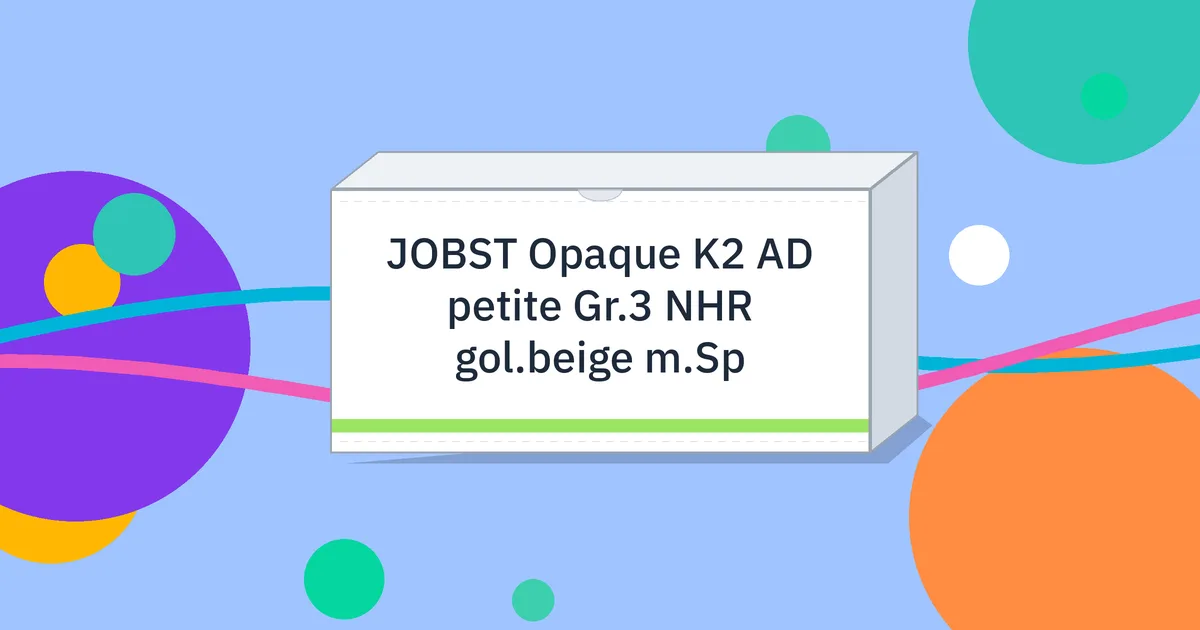 Symbolbild: Packung mit der Aufschrift JOBST Opaque K2 AD petite Gr.3 NHR gol.beige m.Sp (PZN 16278648) – Verfügbarkeit und Bezug in Apotheken in Frankfurt am Main