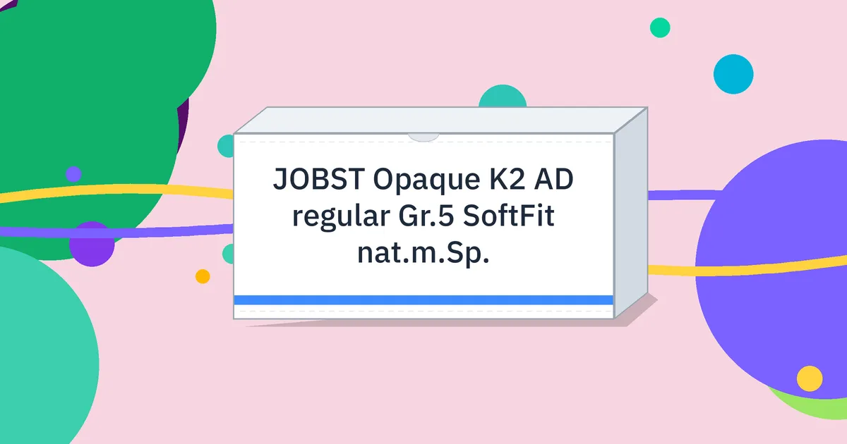 Symbolbild: Packung mit der Aufschrift JOBST Opaque K2 AD regular Gr.5 SoftFit nat.m.Sp. (PZN 11250125) – Verfügbarkeit und Bezug in Apotheken in Frankfurt am Main