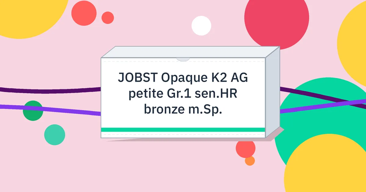 Symbolbild: Packung mit der Aufschrift JOBST Opaque K2 AG petite Gr.1 sen.HR bronze m.Sp. (PZN 13112781) – Verfügbarkeit und Bezug in Apotheken in Frankfurt am Main