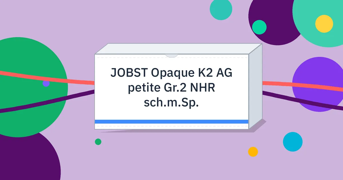Symbolbild: Packung mit der Aufschrift JOBST Opaque K2 AG petite Gr.2 NHR sch.m.Sp. (PZN 10724006) – Verfügbarkeit und Bezug in Apotheken in Frankfurt am Main