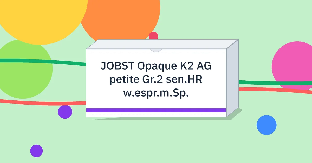 Symbolbild: Packung mit der Aufschrift JOBST Opaque K2 AG petite Gr.2 sen.HR w.espr.m.Sp. (PZN 16286010) – Verfügbarkeit und Bezug in Apotheken in Frankfurt am Main