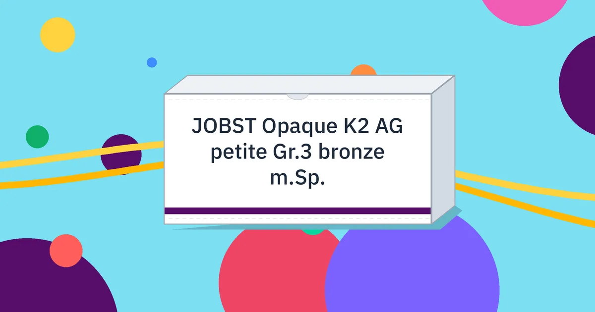 Symbolbild: Packung mit der Aufschrift JOBST Opaque K2 AG petite Gr.3 bronze m.Sp. (PZN 13111758) – Verfügbarkeit und Bezug in Apotheken in Frankfurt am Main