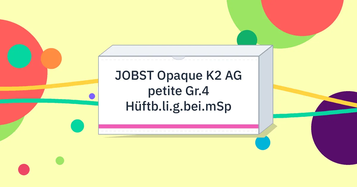 Symbolbild: Packung mit der Aufschrift JOBST Opaque K2 AG petite Gr.4 Hüftb.li.g.bei.mSp (PZN 16288078) – Verfügbarkeit und Bezug in Apotheken in Frankfurt am Main