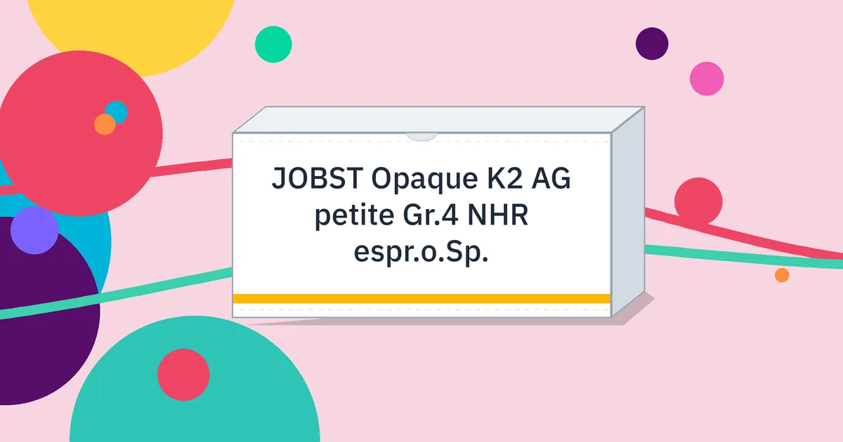Symbolbild: Packung mit der Aufschrift JOBST Opaque K2 AG petite Gr.4 NHR espr.o.Sp. (PZN 16285418) – Verfügbarkeit und Bezug in Apotheken in Frankfurt am Main