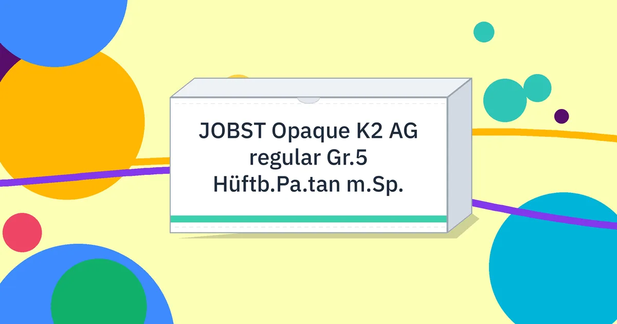 Symbolbild: Packung mit der Aufschrift JOBST Opaque K2 AG regular Gr.5 Hüftb.Pa.tan m.Sp. (PZN 16287239) – Verfügbarkeit und Bezug in Apotheken in Frankfurt am Main