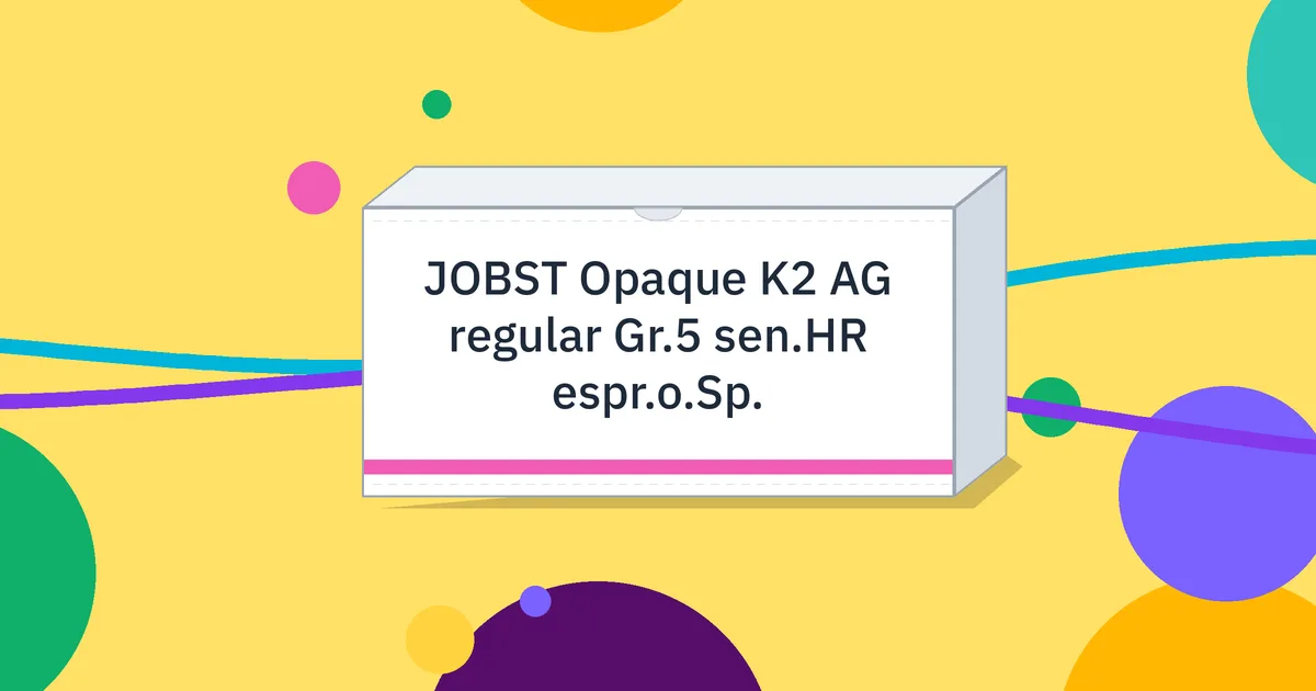 Symbolbild: Packung mit der Aufschrift JOBST Opaque K2 AG regular Gr.5 sen.HR espr.o.Sp. (PZN 16282383) – Verfügbarkeit und Bezug in Apotheken in Frankfurt am Main