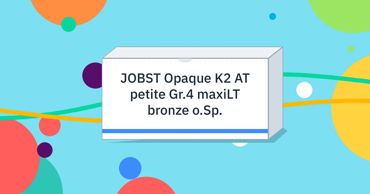 Symbolbild: Packung mit der Aufschrift JOBST Opaque K2 AT petite Gr.4 maxiLT bronze o.Sp. (PZN 13119033) – Verfügbarkeit und Bezug in Apotheken in Frankfurt am Main