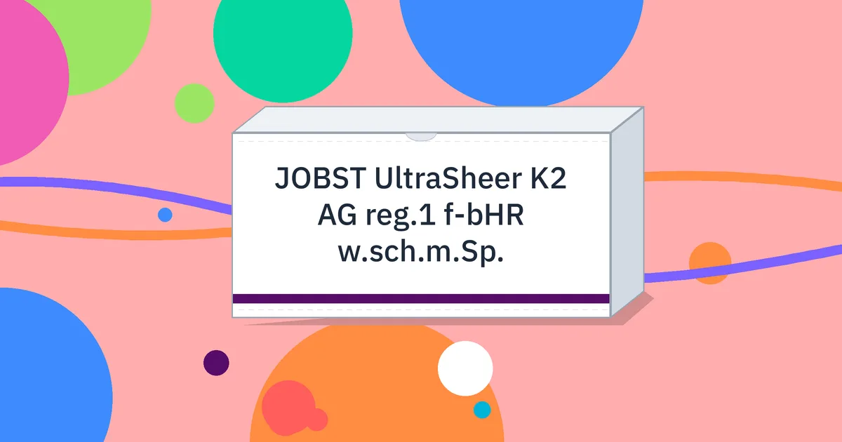 Symbolbild: Packung mit der Aufschrift JOBST UltraSheer K2 AG reg.1 f-bHR w.sch.m.Sp. (PZN 11260833) – Verfügbarkeit und Bezug in Apotheken in Frankfurt am Main