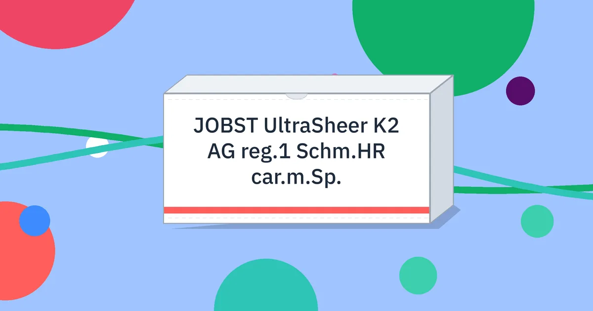 Symbolbild: Packung mit der Aufschrift JOBST UltraSheer K2 AG reg.1 Schm.HR car.m.Sp. (PZN 11261040) – Verfügbarkeit und Bezug in Apotheken in Frankfurt am Main