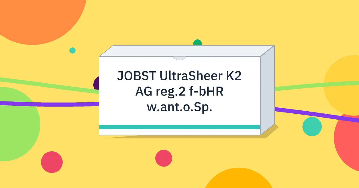 Symbolbild: Packung mit der Aufschrift JOBST UltraSheer K2 AG reg.2 f-bHR w.ant.o.Sp. (PZN 13145912) – Verfügbarkeit und Bezug in Apotheken in Frankfurt am Main