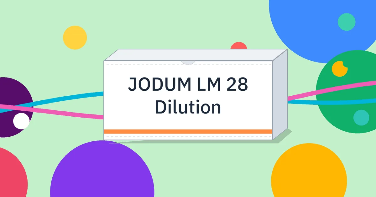 Symbolbild: Packung mit der Aufschrift JODUM LM 28 Dilution (PZN 12915868) – Verfügbarkeit und Bezug in Apotheken in Frankfurt am Main
