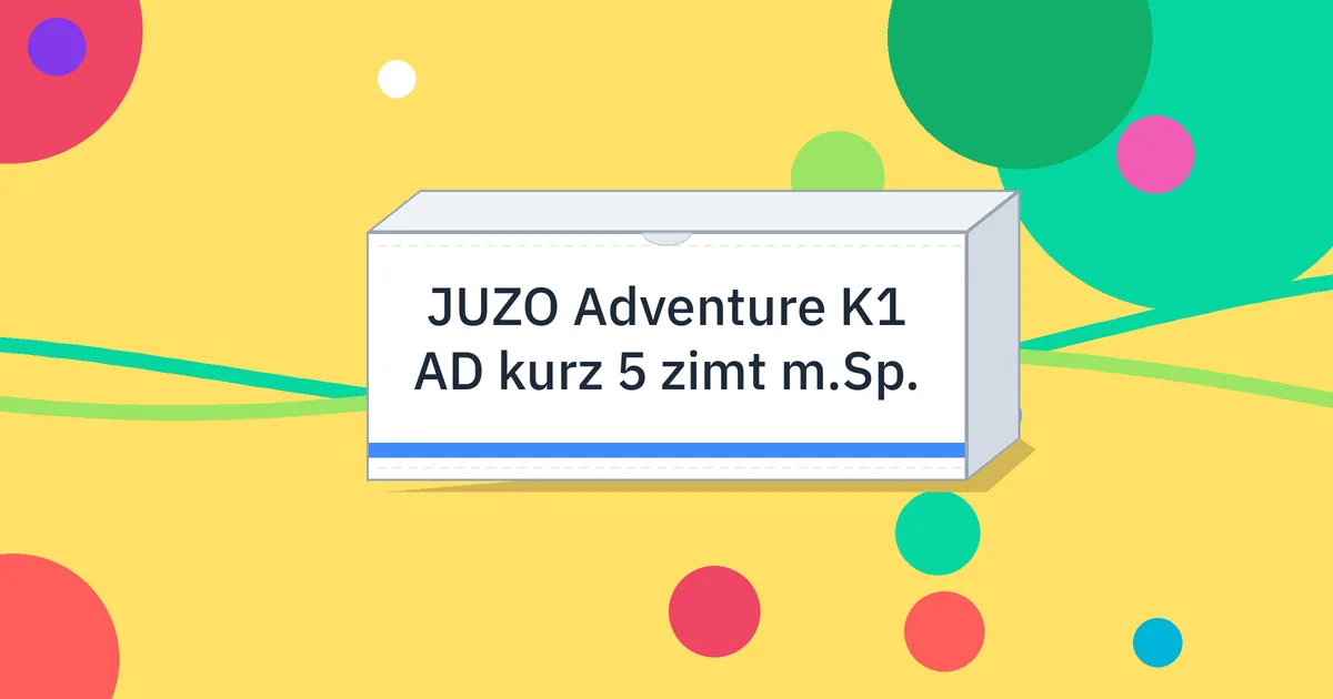 Symbolbild: Packung mit der Aufschrift JUZO Adventure K1 AD kurz 5 zimt m.Sp. (PZN 16493588) – Verfügbarkeit und Bezug in Apotheken in Frankfurt am Main