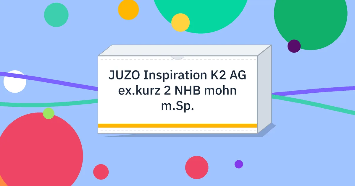 Symbolbild: Packung mit der Aufschrift JUZO Inspiration K2 AG ex.kurz 2 NHB mohn m.Sp. (PZN 14951207) – Verfügbarkeit und Bezug in Apotheken in Frankfurt am Main