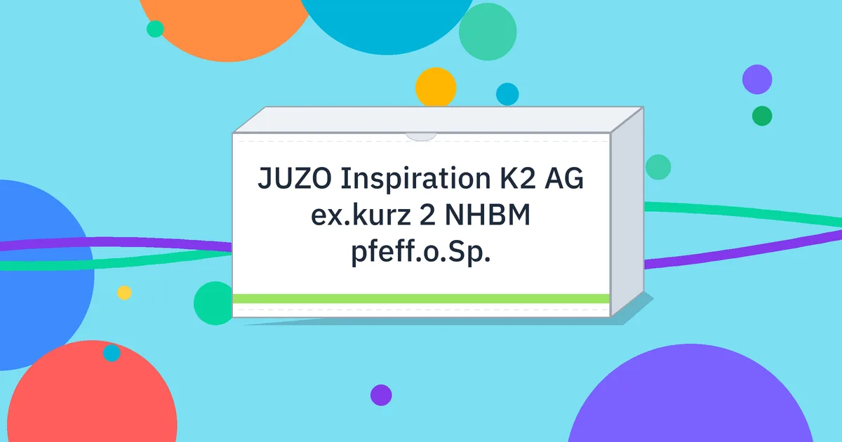 Symbolbild: Packung mit der Aufschrift JUZO Inspiration K2 AG ex.kurz 2 NHBM pfeff.o.Sp. (PZN 14962458) – Verfügbarkeit und Bezug in Apotheken in Frankfurt am Main