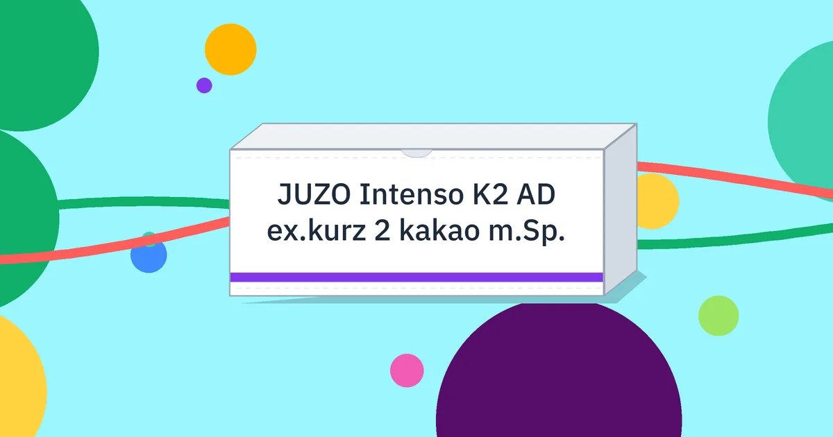 Symbolbild: Packung mit der Aufschrift JUZO Intenso K2 AD ex.kurz 2 kakao m.Sp. (PZN 18608334) – Verfügbarkeit und Bezug in Apotheken in Frankfurt am Main
