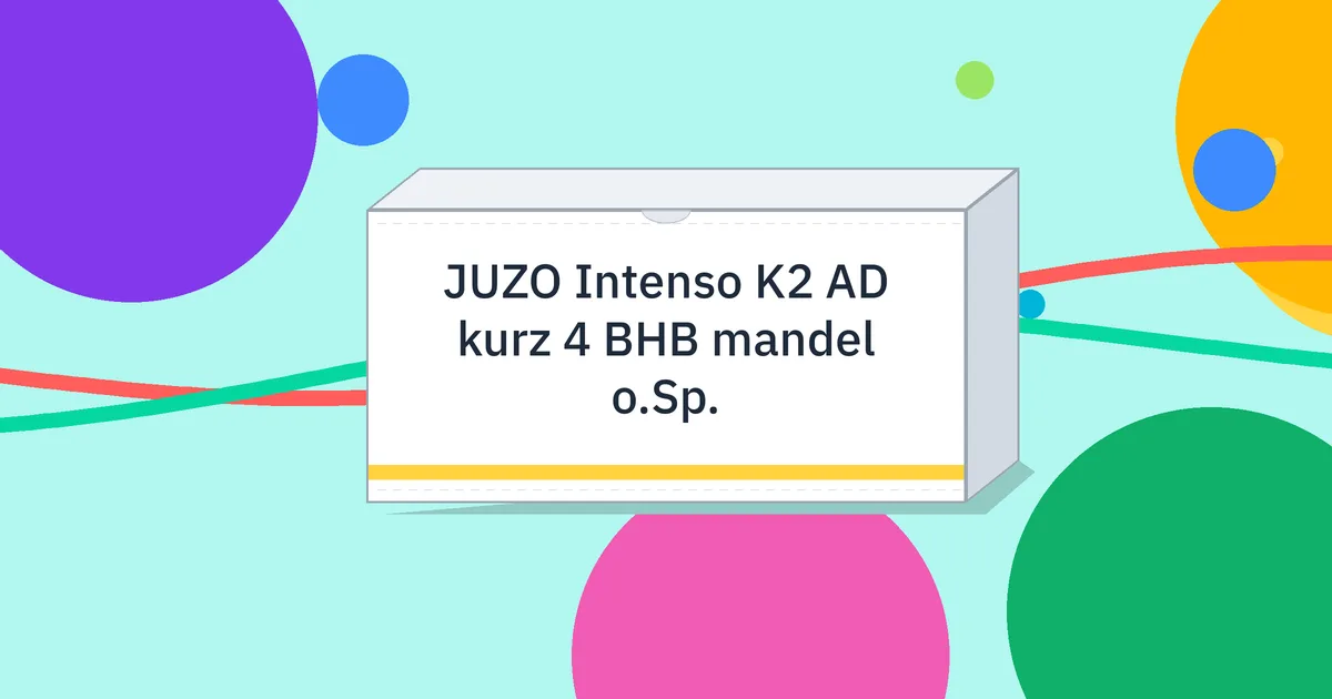 Symbolbild: Packung mit der Aufschrift JUZO Intenso K2 AD kurz 4 BHB mandel o.Sp. (PZN 18625166) – Verfügbarkeit und Bezug in Apotheken in Frankfurt am Main